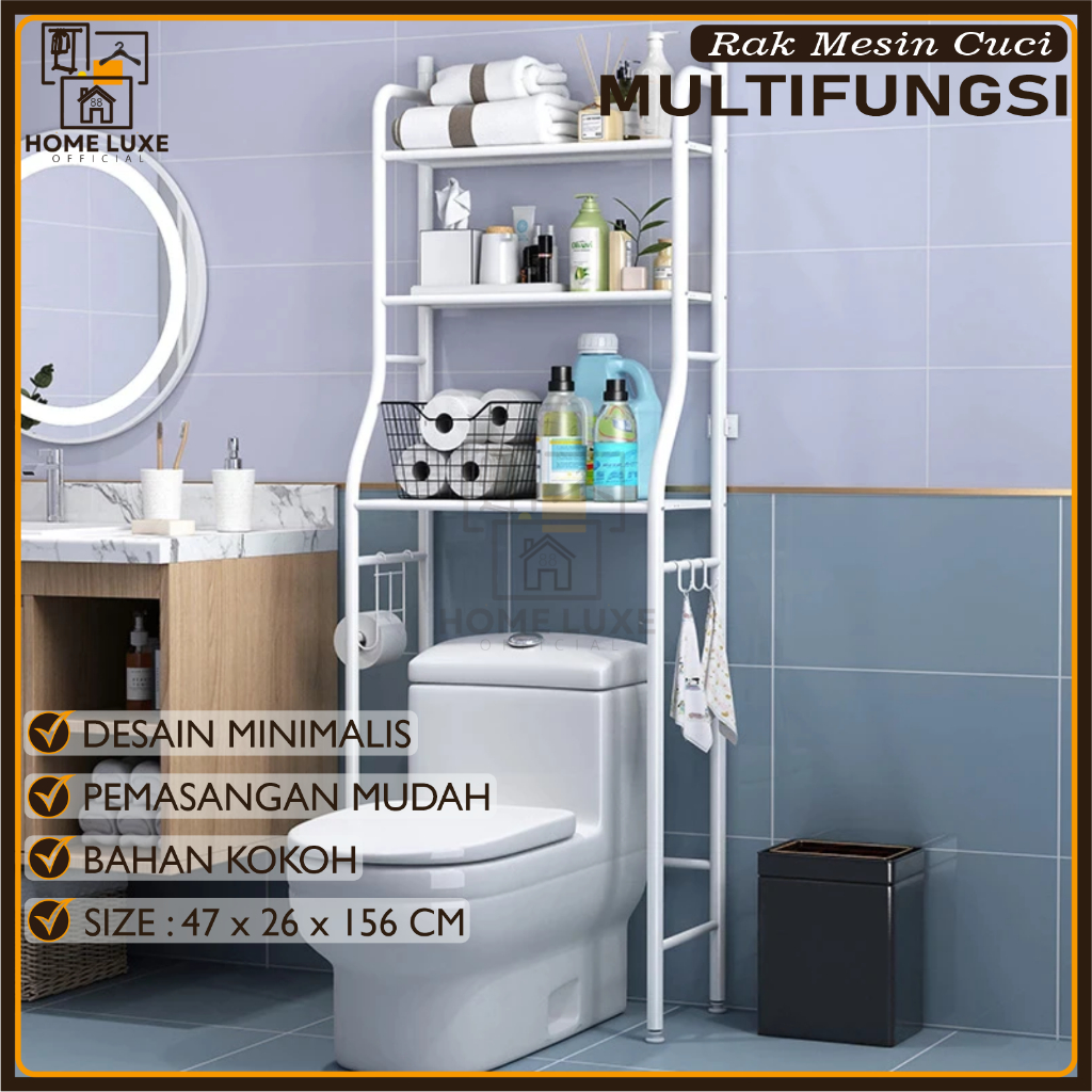 Jual HOMELUXE Rak Kamar Mandi Rak Toilet Organizer 3 Tingkat Tempat Tissue / Sabun Rak Mesin ...