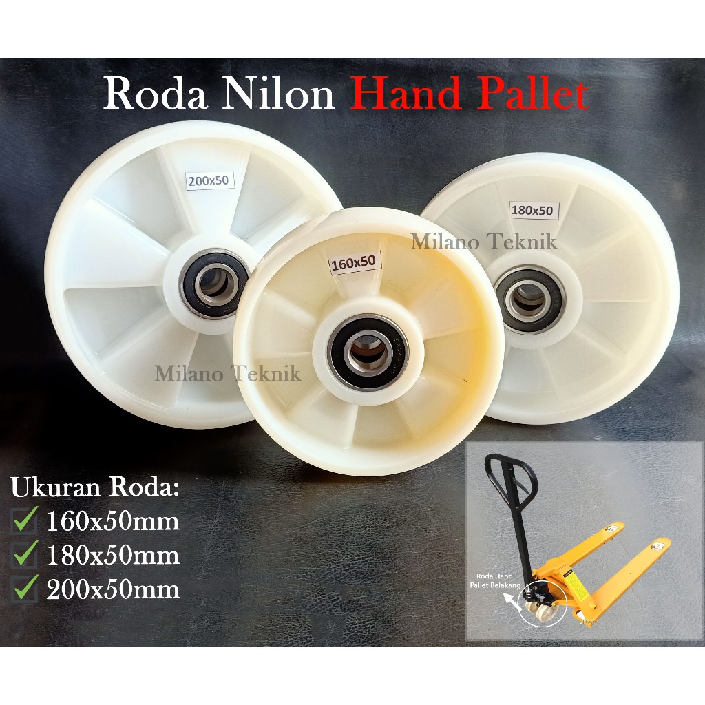 Jual Roda Hand Pallet Nilon160x50/180x50/200x50mm handpalet belakang ...