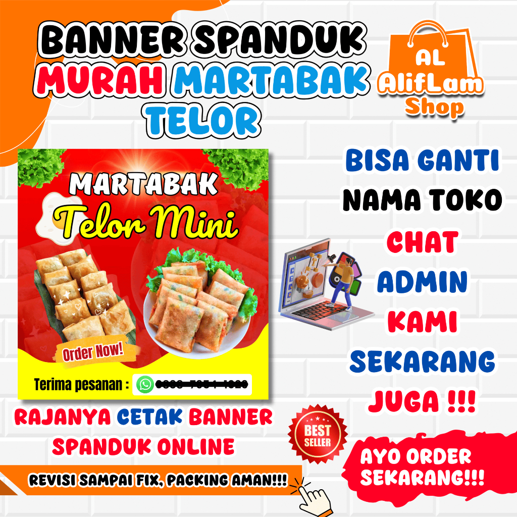 Jual CETAK BANNER SPANDUK MARTABAK TELOR | VERSI AS_80 | BISA REQUEST ...
