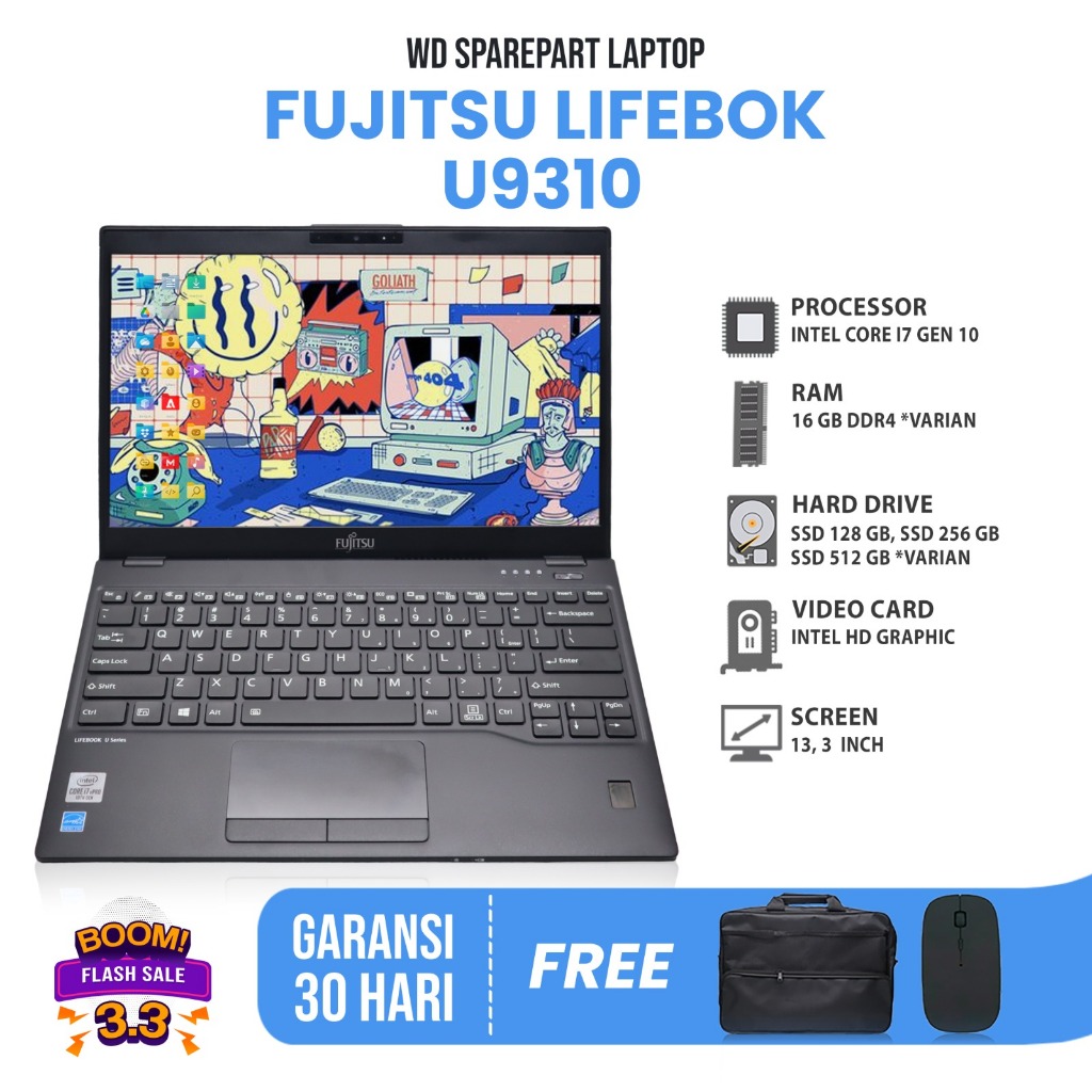 Jual Fujitsu Lifebook U9310 Core I7 Gen 10 RAM 16GB SSD 512GB | Laptop ...