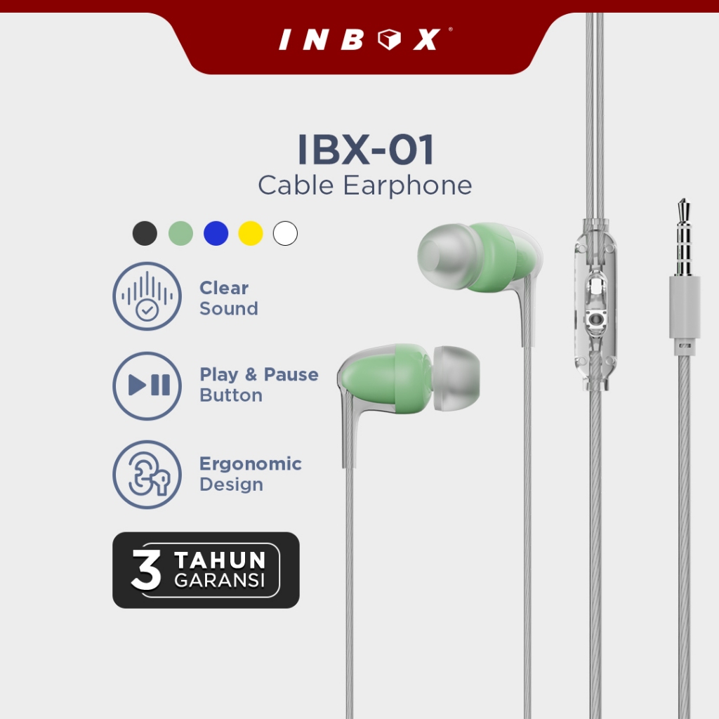 Jual Inbox Earphone Kabel IBX-01 Headset dengan Mic Telepon dan Super ...