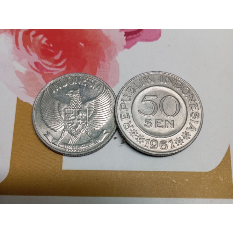 Jual uang koin 50 sen tahun 1961 asli | Shopee Indonesia