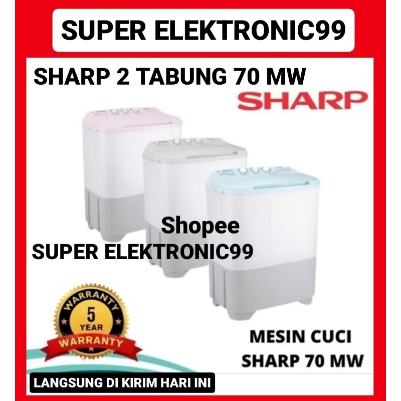 Jual MESIN CUCI SHARP 2 TABUNG 70MW | Shopee Indonesia