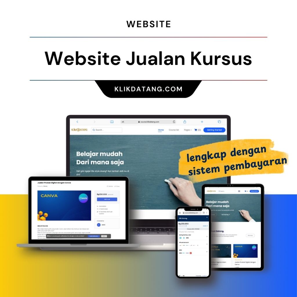 Jual Website Jualan Kursus E-Learning Belajar Online Lengkap dengan ...
