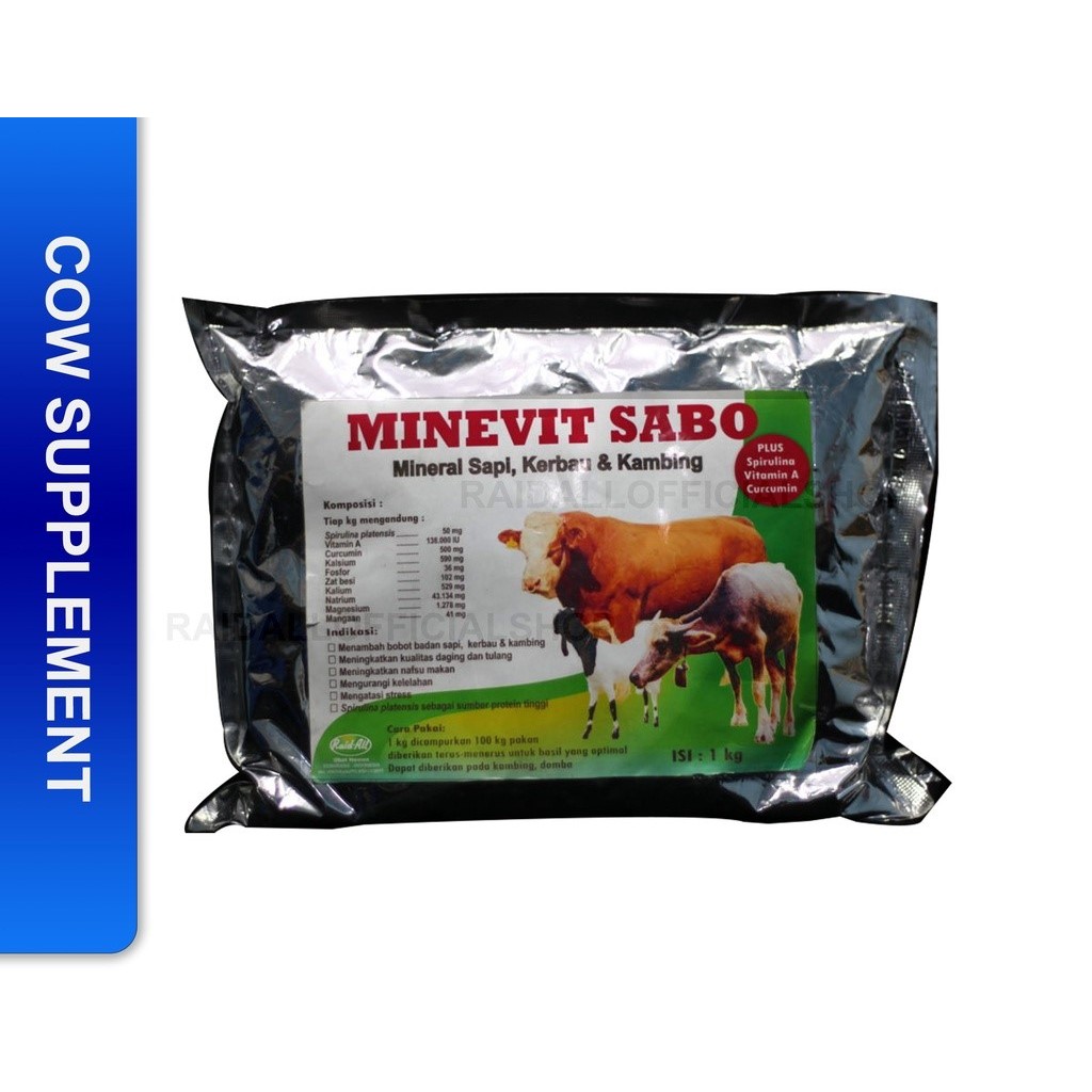 Jual Minevit Sabo Mineral Sapi/Kambing/Kerbau Vitamin Mineral Raid All ...