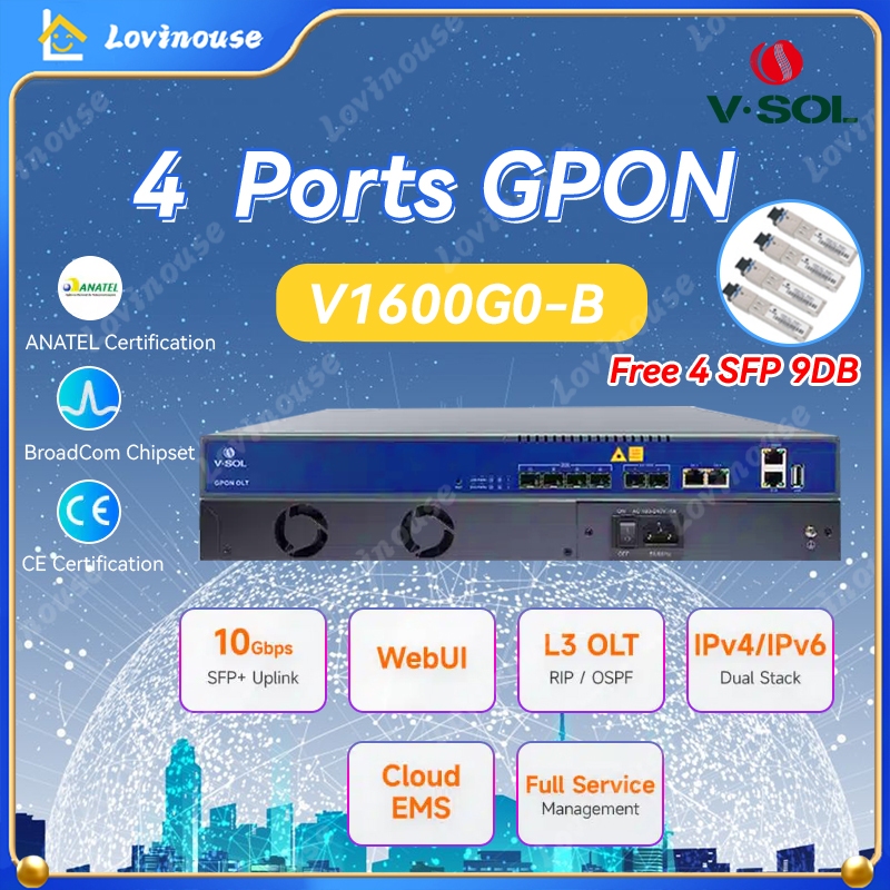 Jual OLT GPON VSOL 4 Ports V1600G0-B Uplink 10GE+ 4 SFP 9DB Layer 3 ...