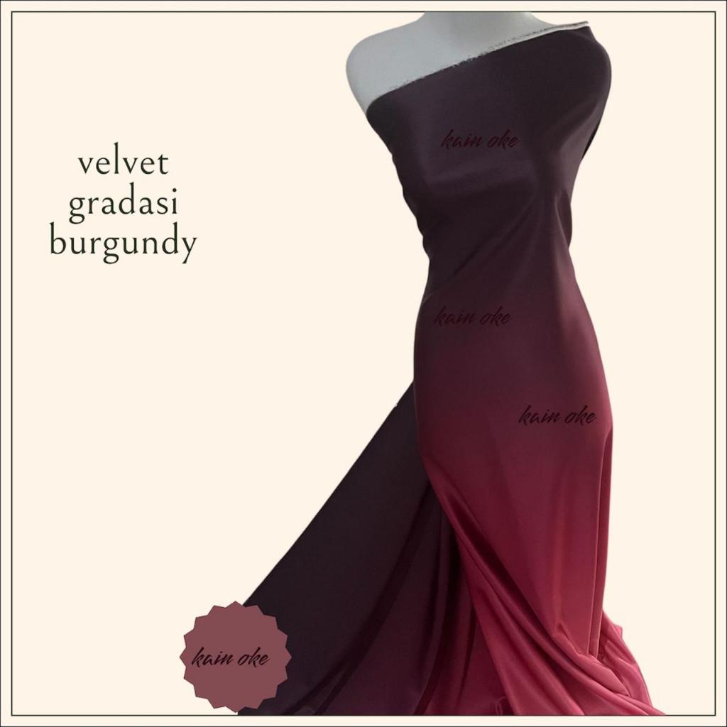 Jual ½ m Satin GRADASI BURGUNDY Premium Cavali Bahan Dress / Gaun ...