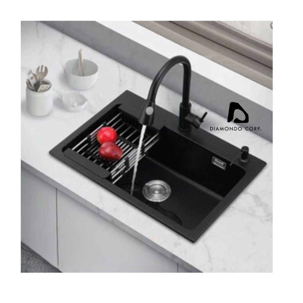 Jual Paket Kitchen Sink Hitam/Perak 52X43 cm Wastafel Cuci Piring ...
