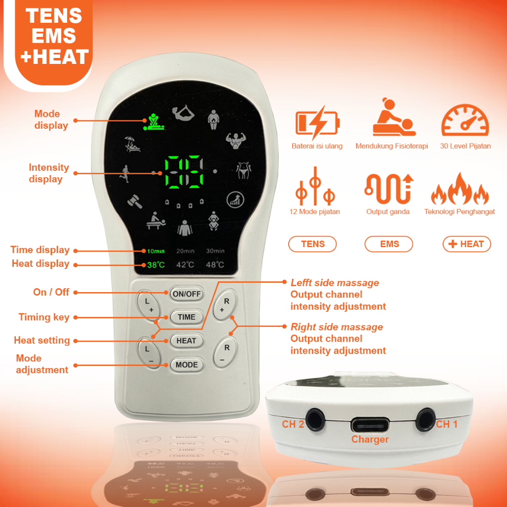 Jual Alat Terapi TENS EMS +HEAT (Transcutaneous Electrical Nerve ... Jual Alat Terapi TENS EMS +HEAT (Transcutaneous Electrical Nerve ...