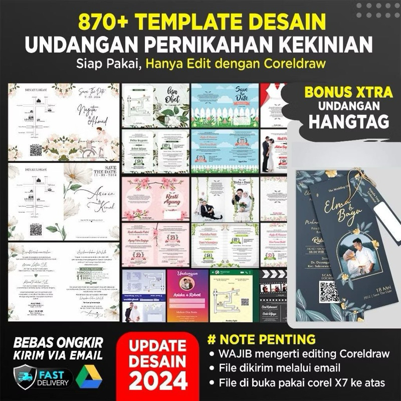 Jual 850+ Template Desain Undangan Pernikahan Kekinian Aesthetic Rustic ...