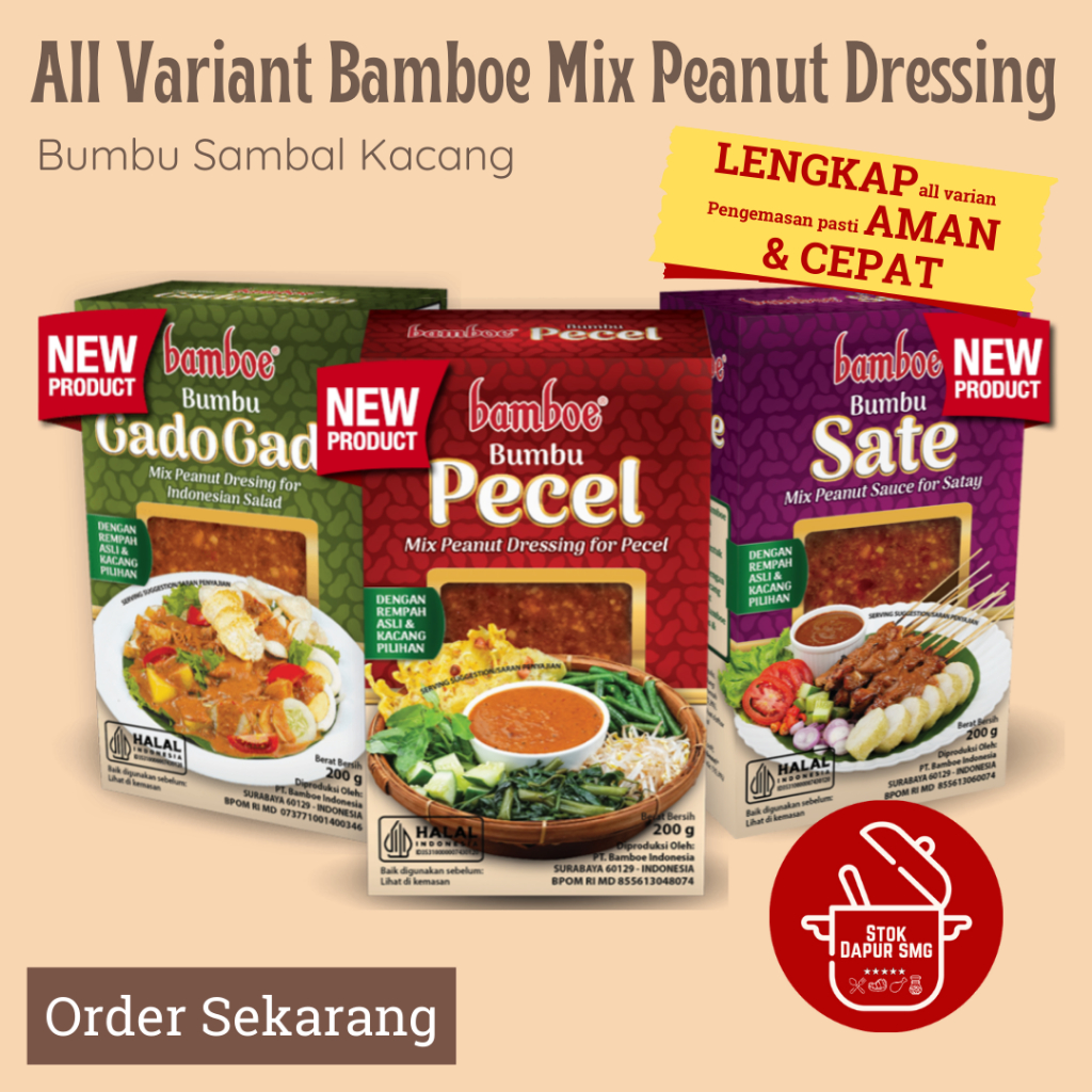 Jual BAMBOE Sambal Kacang Mix Peanut Dressing Pecel Sate Gado Gado All ...