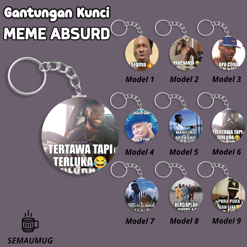 Jual GANTUNGAN KUNCI NGAWI MEME ABSURD KADO GANCI BULAT MEME LUCU PRINT ...