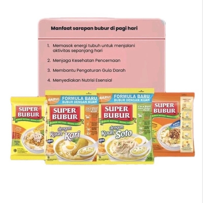 Jual 5 pcs Super Bubur Instan ( Kari , Soto , Ayam , Abon Sapi ...