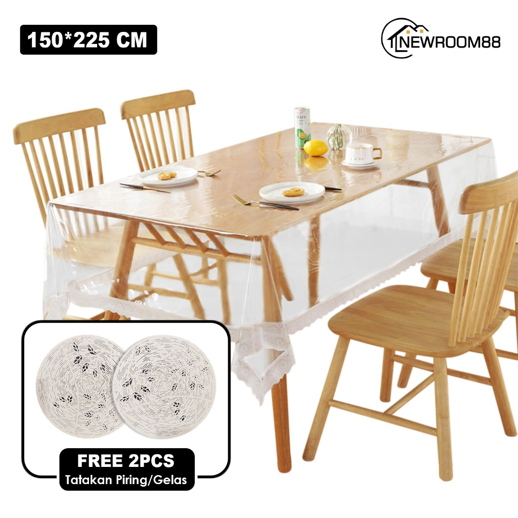Jual Newroom - Taplak Meja Transparan Renda Bahan Plastik Tebal FREE ...