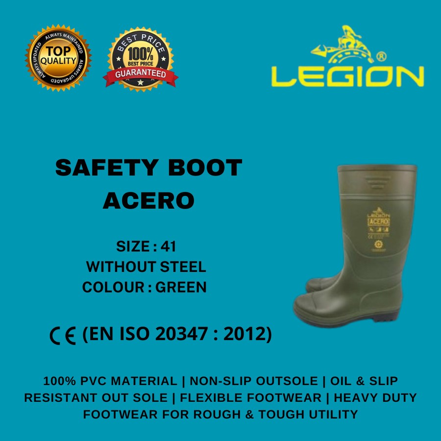 Jual Sepatu Boots Safety Karet PVC Panjang Tanpa Ujung Besi Legion ...