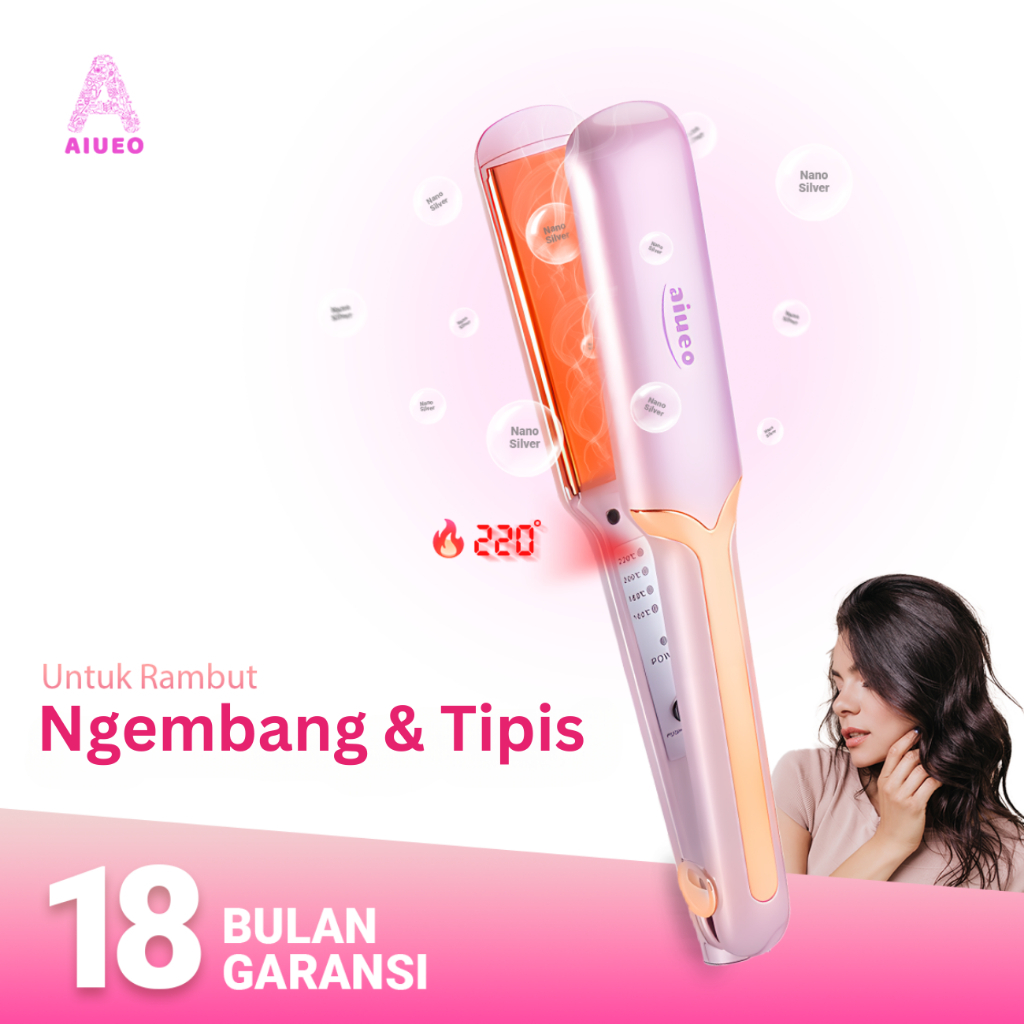 Jual AIUEO Catokan Rambut Rosi 459 Catok Rambut 3in1 220°C Nano Silver ...