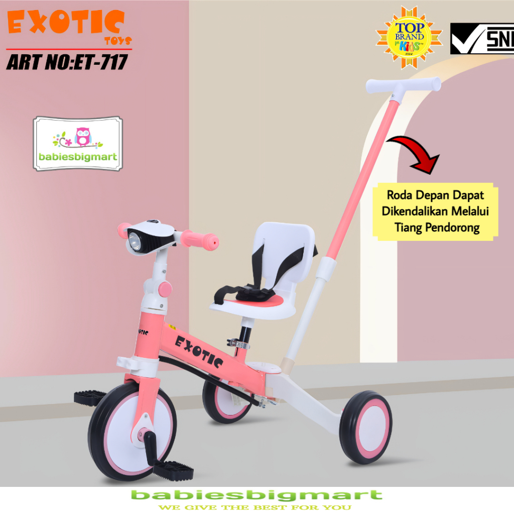 Jual Sepeda Anak Roda Tiga Exotic ET 714 / ET 717 / FAMILY 702 Balence Bike Tricycle Push 4IN1 ...