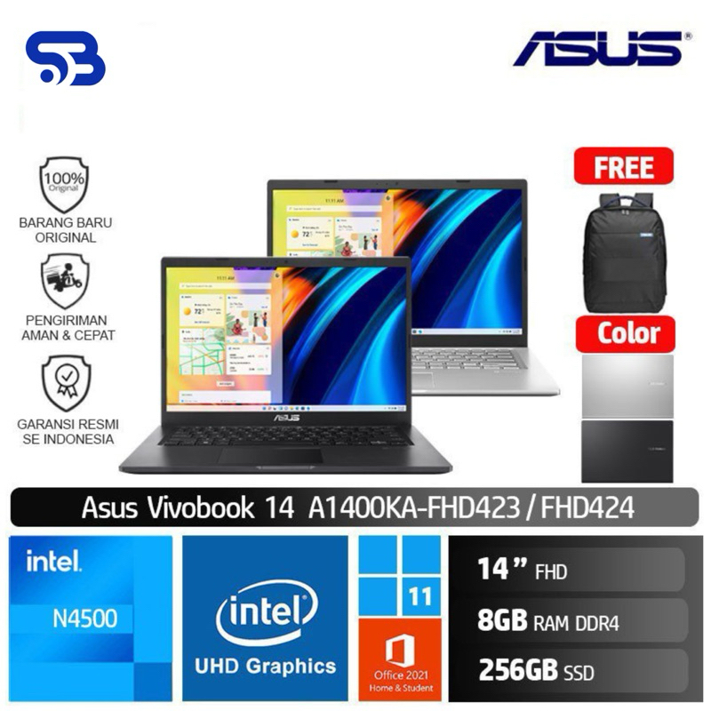 Jual Asus Vivobook 14 A1400KA FHD423 FHD424/Celeron N4500/8GB/256GB SSD ...