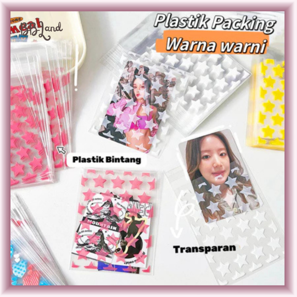 Jual 50 Lembar Plastik Bening Packing Photocard Kartu Kpop Motif ...