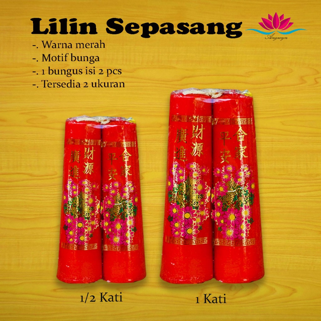 Jual Lilin Merah Sepasang 1/2 kati / Lilin Sembahyang / Lilin Puja ...