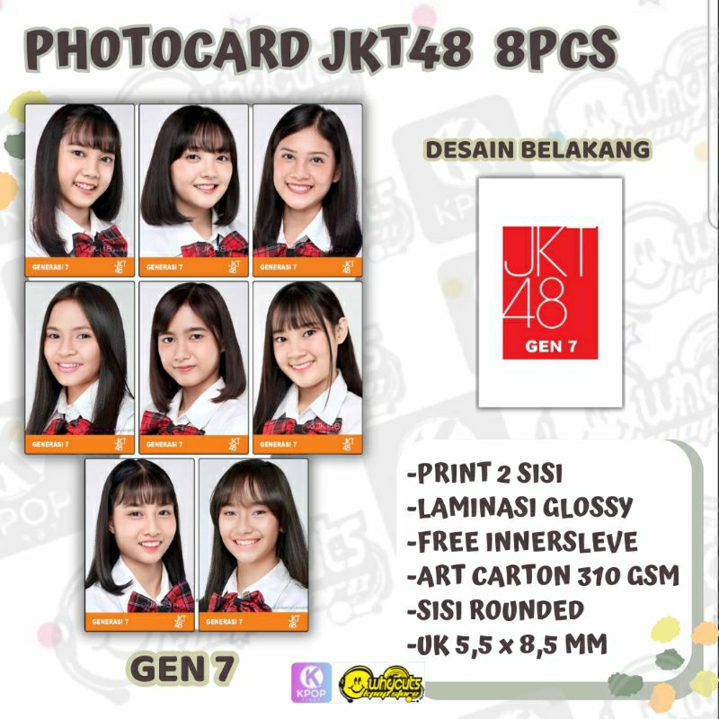 Jual [8pcs] PHOTOCARD JKT48 KABESHA GEN 7 Print 2 sisi laminasi glossy air tebal tidak luntur ...