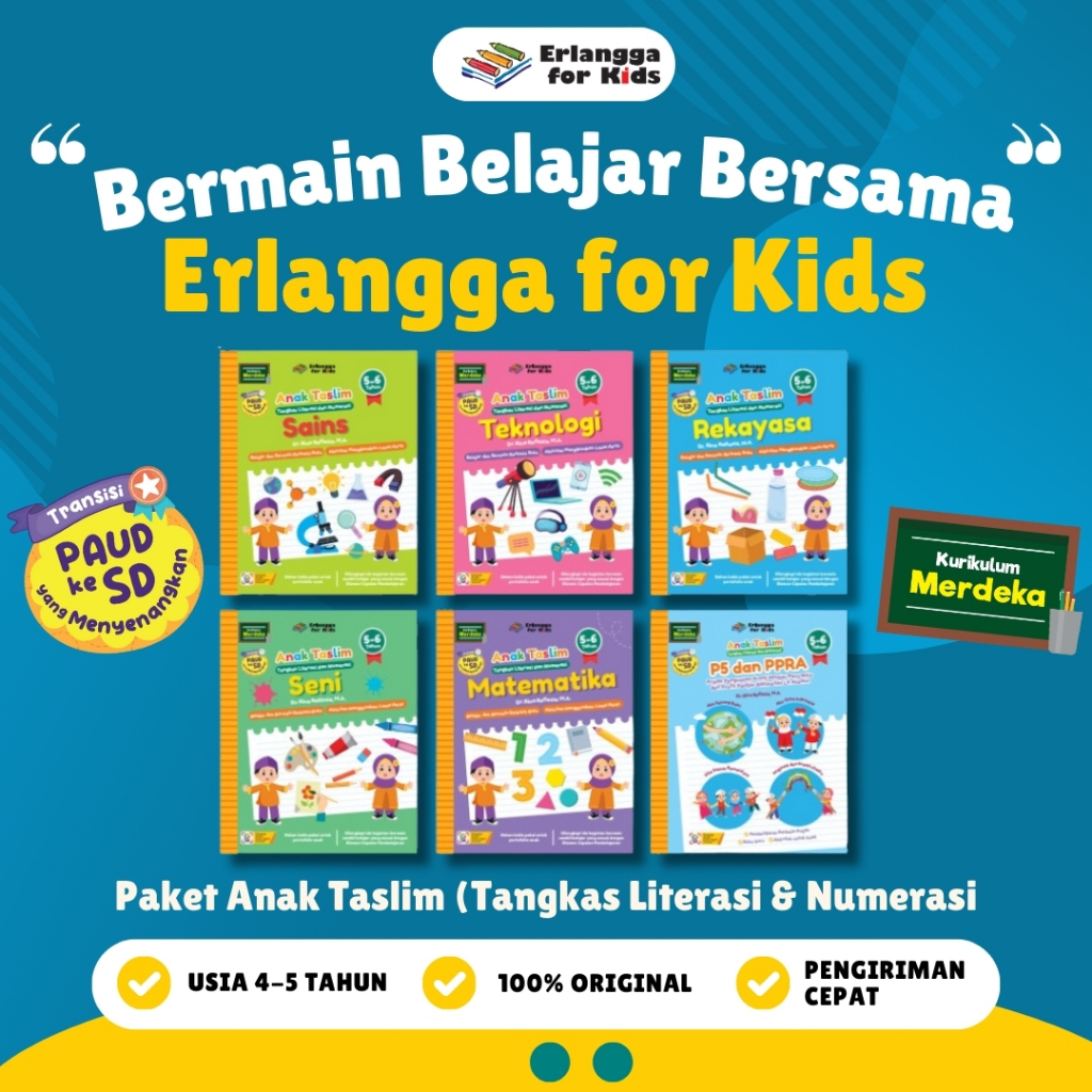 Jual [Erlangga] Buku Paket TK/PAUD: Paket Anak TASLIM (Tangkas Literasi ...