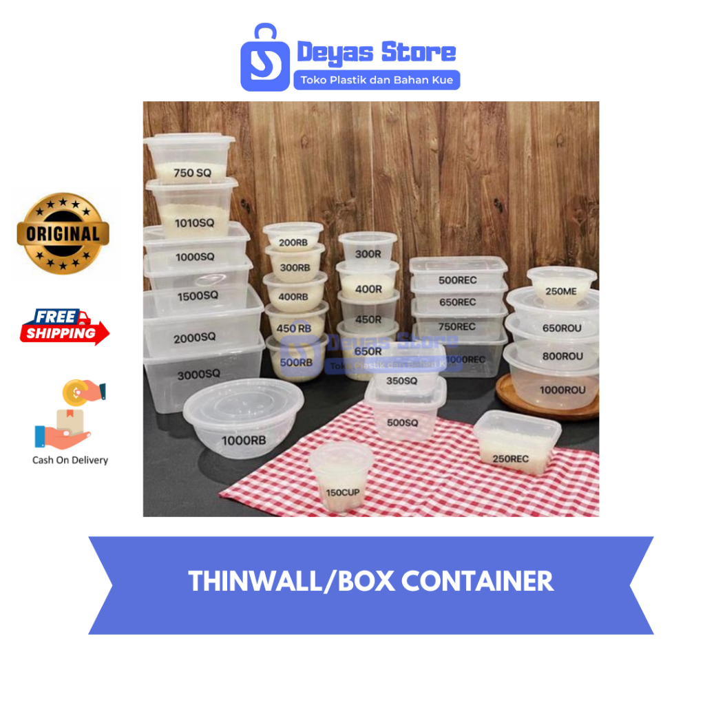 Jual THINWALL REC/BOX CONTAINER/KOTAK MAKAN PLASTIK ISI 25PCS | Shopee ...