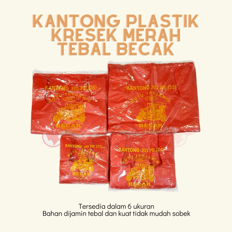 Jual Kantong Plastik Kresek Merah Tebal HD Becak 17 24 28 35 40 50 ...