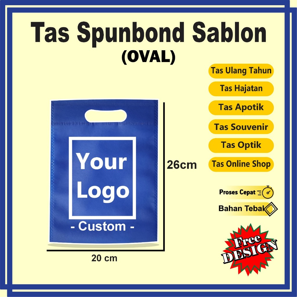 Jual Custom Sablon Tas Spunbond Oval 20x26 / Tas Spunbond Oval 20x26 ...
