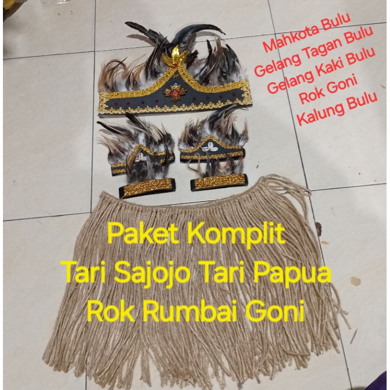 Jual Paket Komplit Tari Papua Tari Sajojo dari Rok Rumbai Goni Mahkota ...