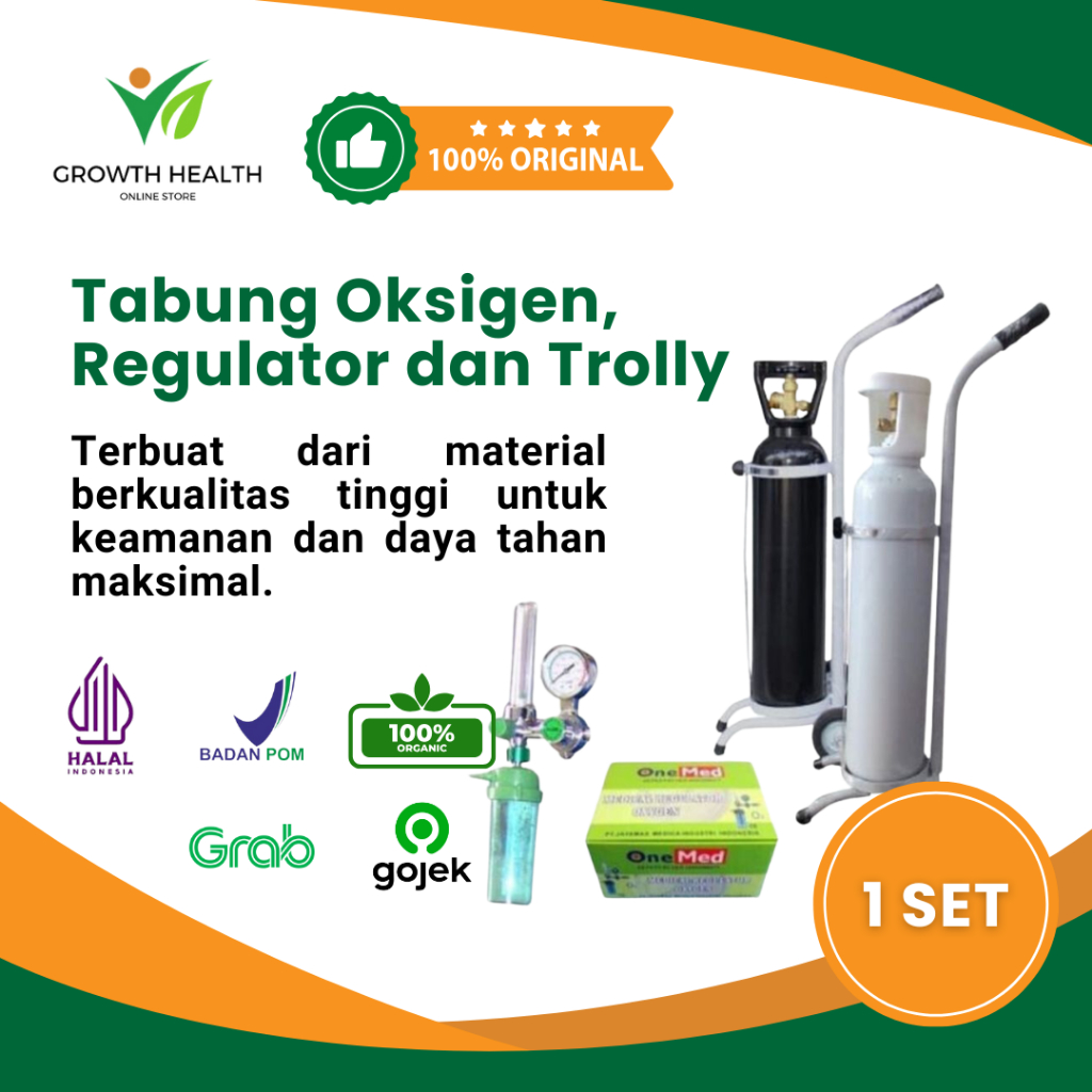 Jual Oxygen 1m3 Tabung Oksigen Lengkap Dengan Regulator dan Trolly ...