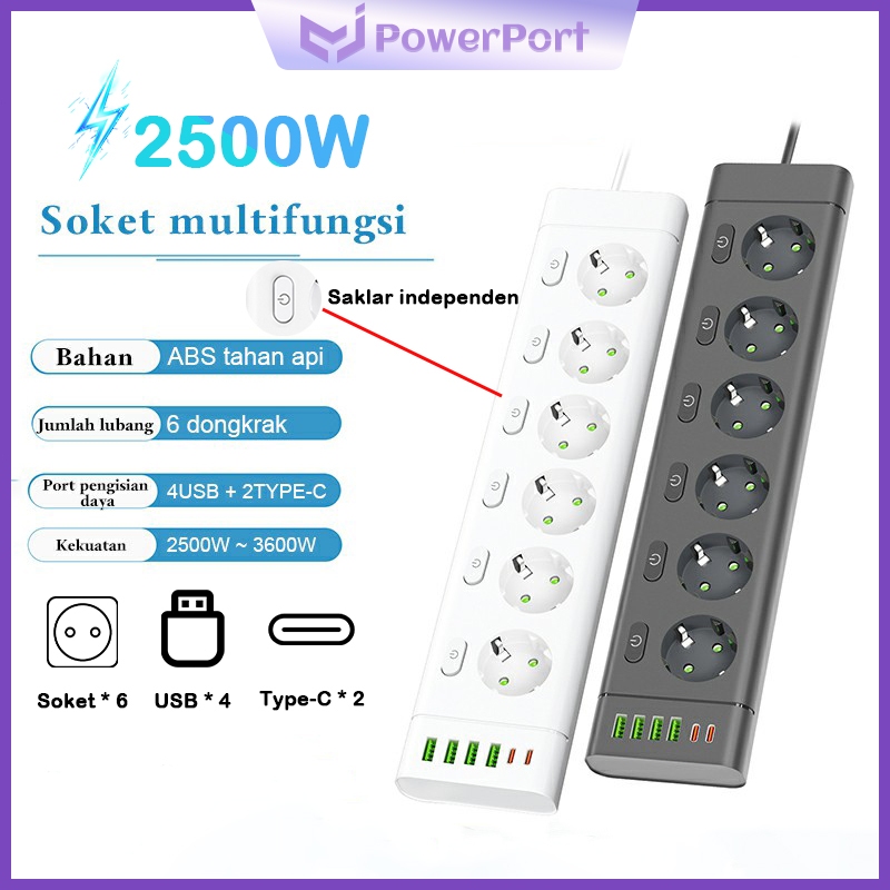 Jual Powerport Soket Listrik Eropa 2500W Soket standar Soket dengan saklar independen Power ...