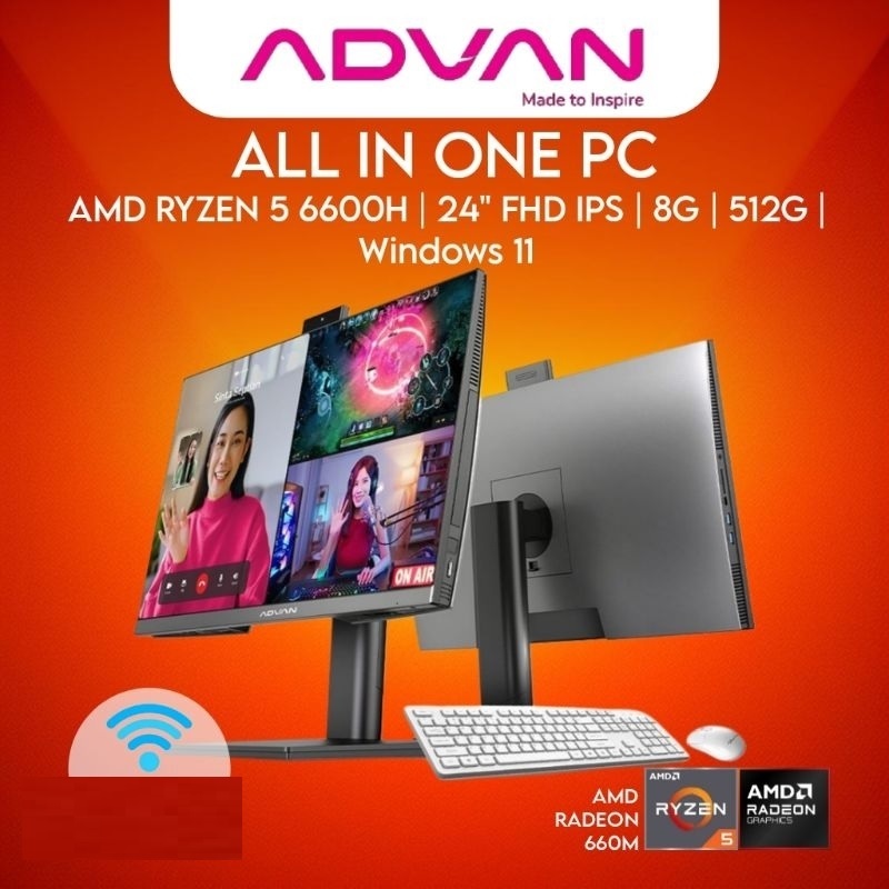 Jual PC Advan AIO Force One PC Ryzen 5 6600H 8GB 512GB Win11 FHD IPS 24 ...