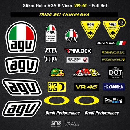 Jual Stiker / Sticker Helm AGV Full Set Edisi Valentin0 R0ssi anti air ...