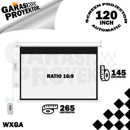 Jual Layar Proyektor Gantung Otomatis 120 inch | ratio 16:9 | motorized ...