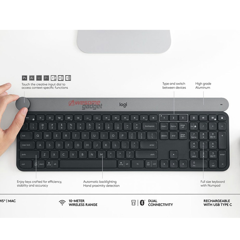 Jual Logi Craft Wireless Keyboard Intelligent Control Adobe Microsoft ...