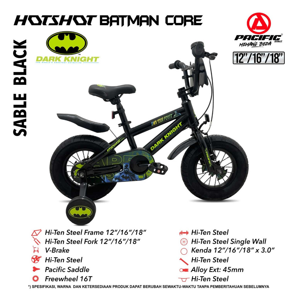 Jual PACIFIC Hotshot Batman Core 3.0 ukuran 12 16 inch Sepeda Cowok BMX ...
