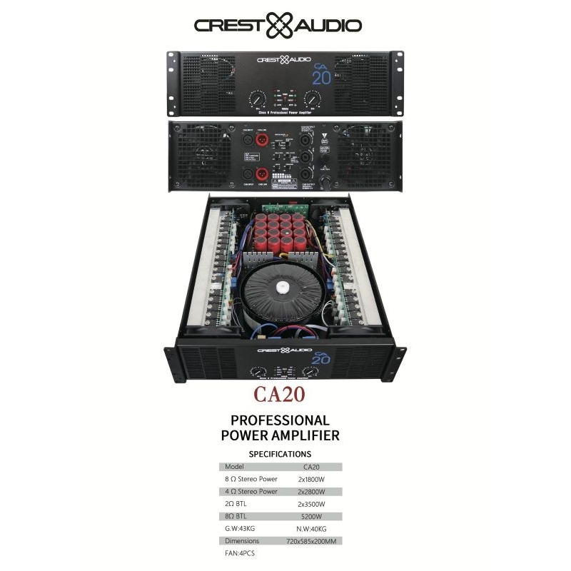 Jual POWER AMPLIFIER CREST AUDIO CA20/CA 20 BODY PANJANG KIPAS 4 ...
