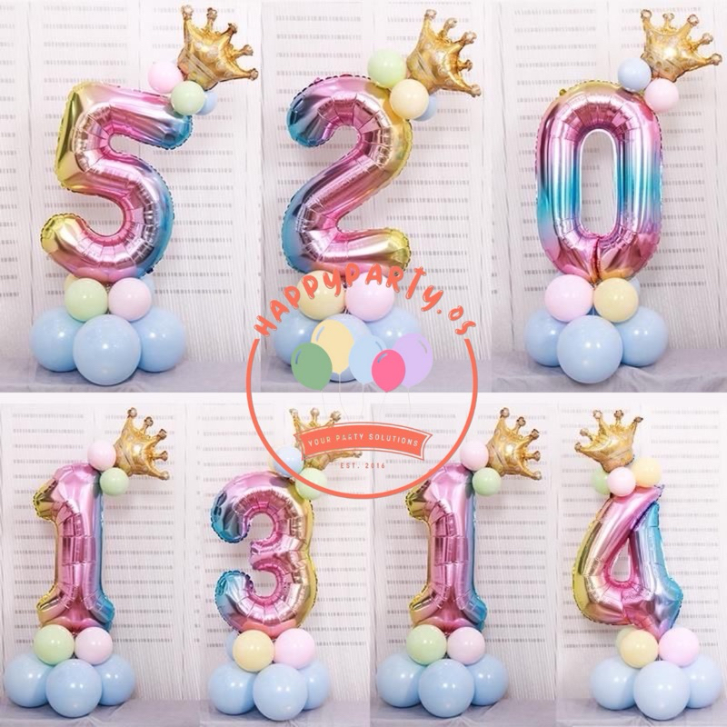 Jual Paket Balon Angka Ulang Tahun Jumbo Rainbow Pastel | Shopee Indonesia