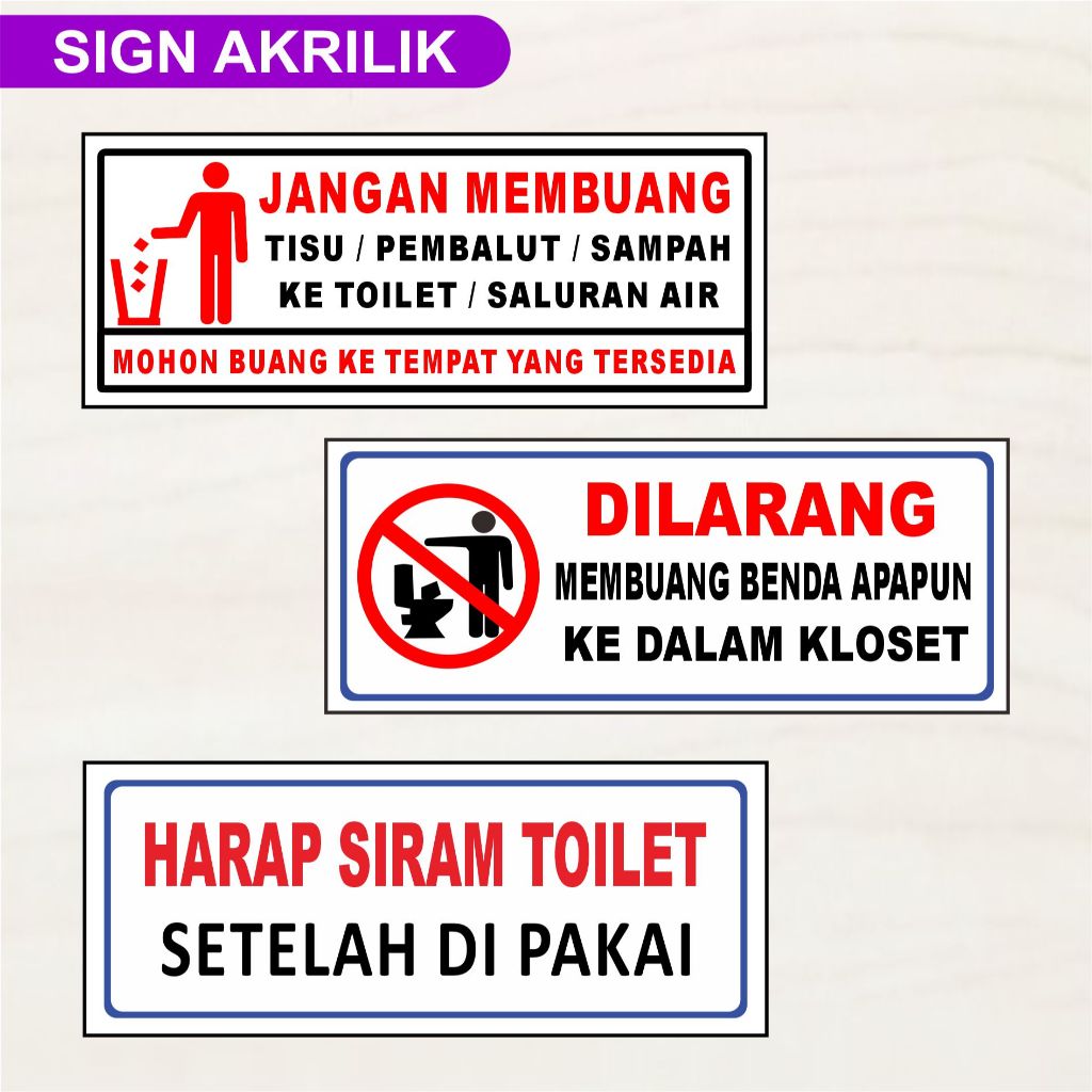 Jual Papan Akrilik Sign Peringatan Kebersihan Ruangan Kamar Mandi ...