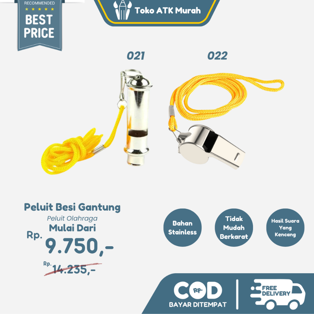 Jual Peluit Stainless Pendek Whistle Olahraga Gantung / Peluit Panjang ...