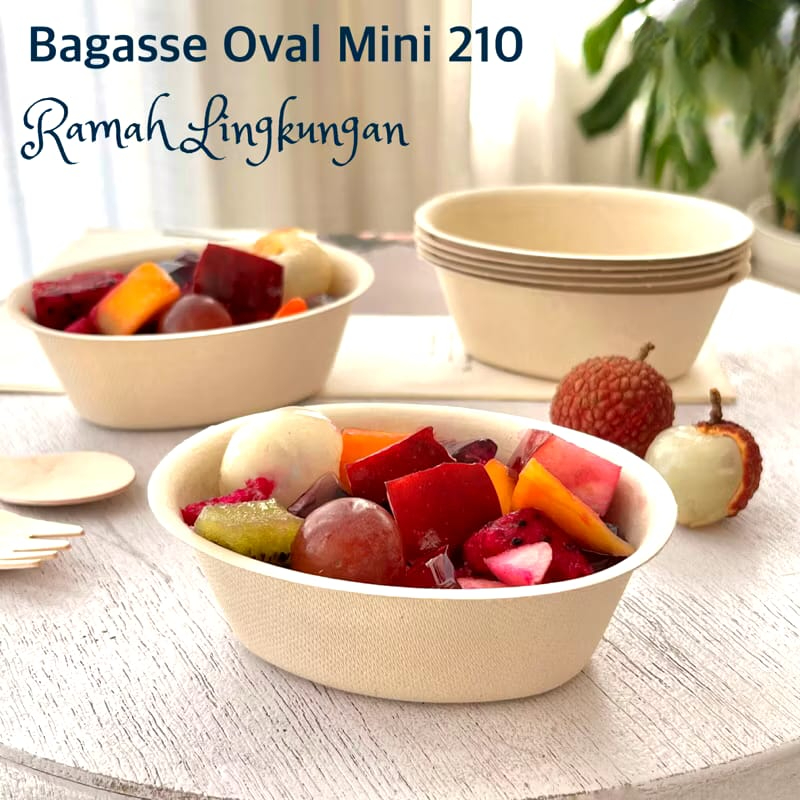 Jual 10 PCS Bagasse Mini Oval Double Scoop Ecofriendly Natural Brown 210 ML | Shopee Indonesia