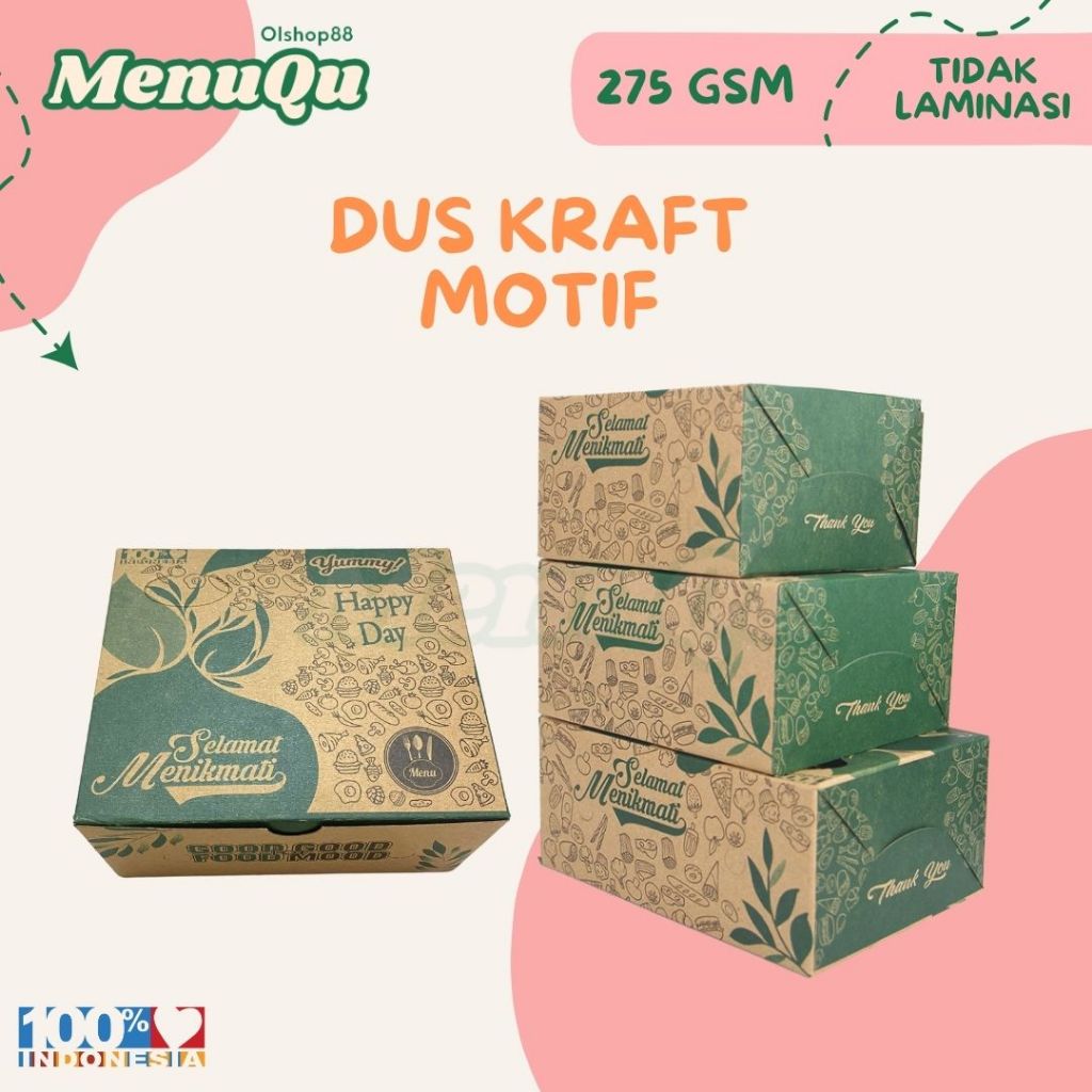 Jual 100 Lbr | Dus Kue Kraft | Kotak Snack Box | Dus Hajatan | Dus kue ...