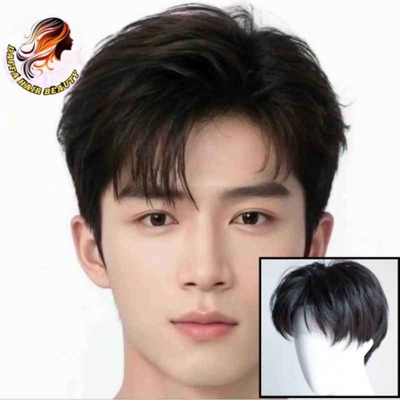 Jual WIG PRIA PENDEK BELAHAN TENGAH VERSI PRIA KOREA | Shopee Indonesia