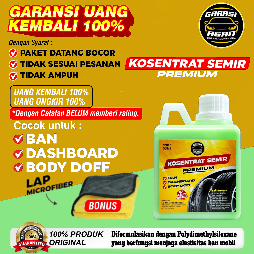 Jual KOSENTRAT SEMIR Original 500ml Semir Ban, Semir Jok, Semir ...