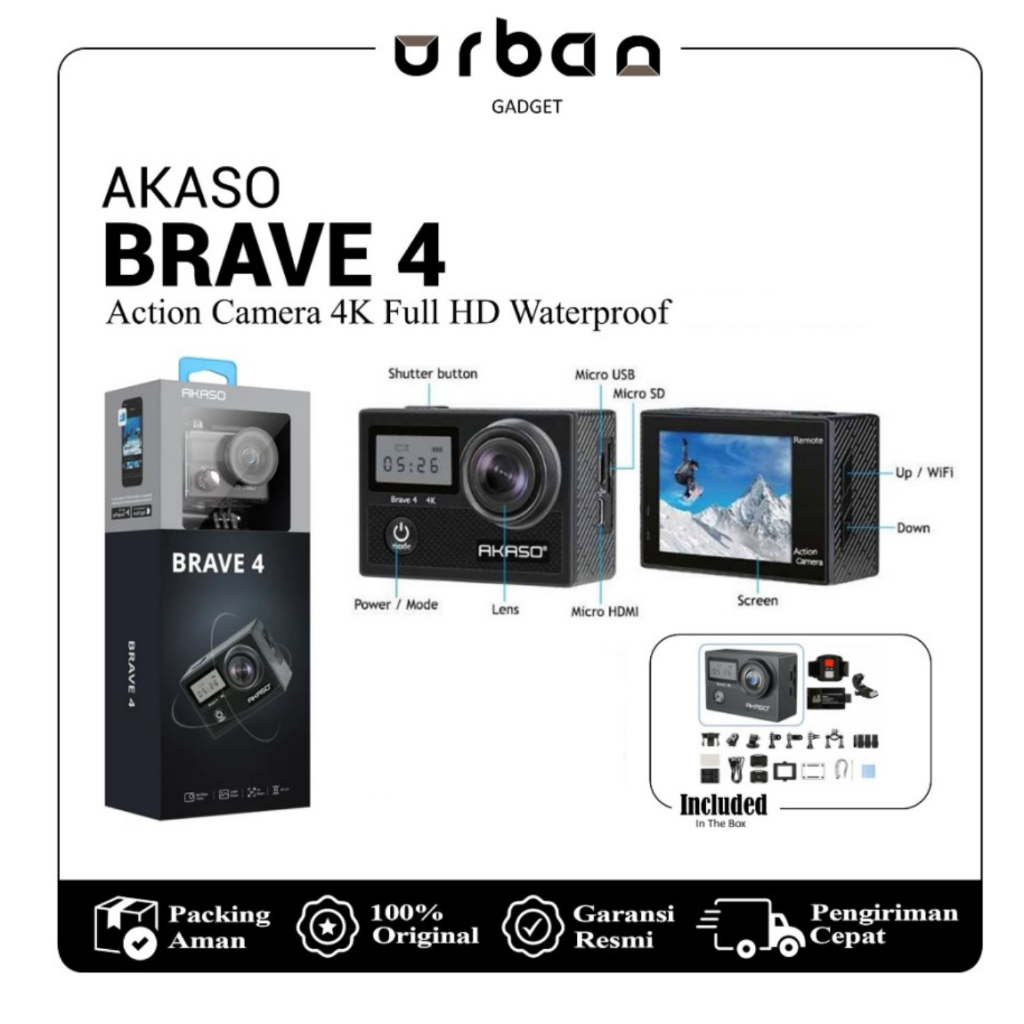 Jual Akaso Brave 4 Action Cam 4K Full HD Waterproof | Shopee Indonesia
