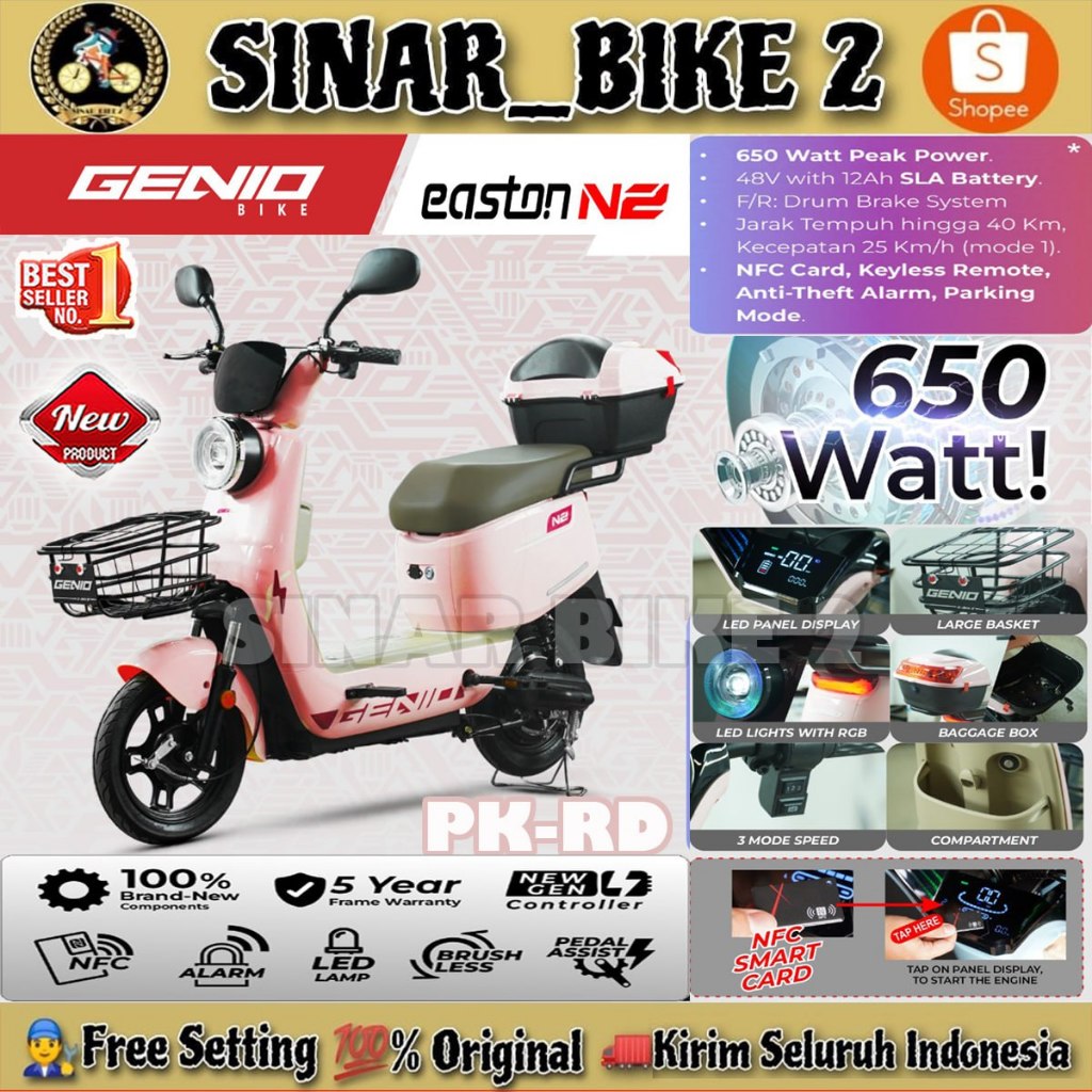 Jual Sepeda Listrik GENIO EASTON N2 BY UNITED 650 Watt Electric E Bike ...