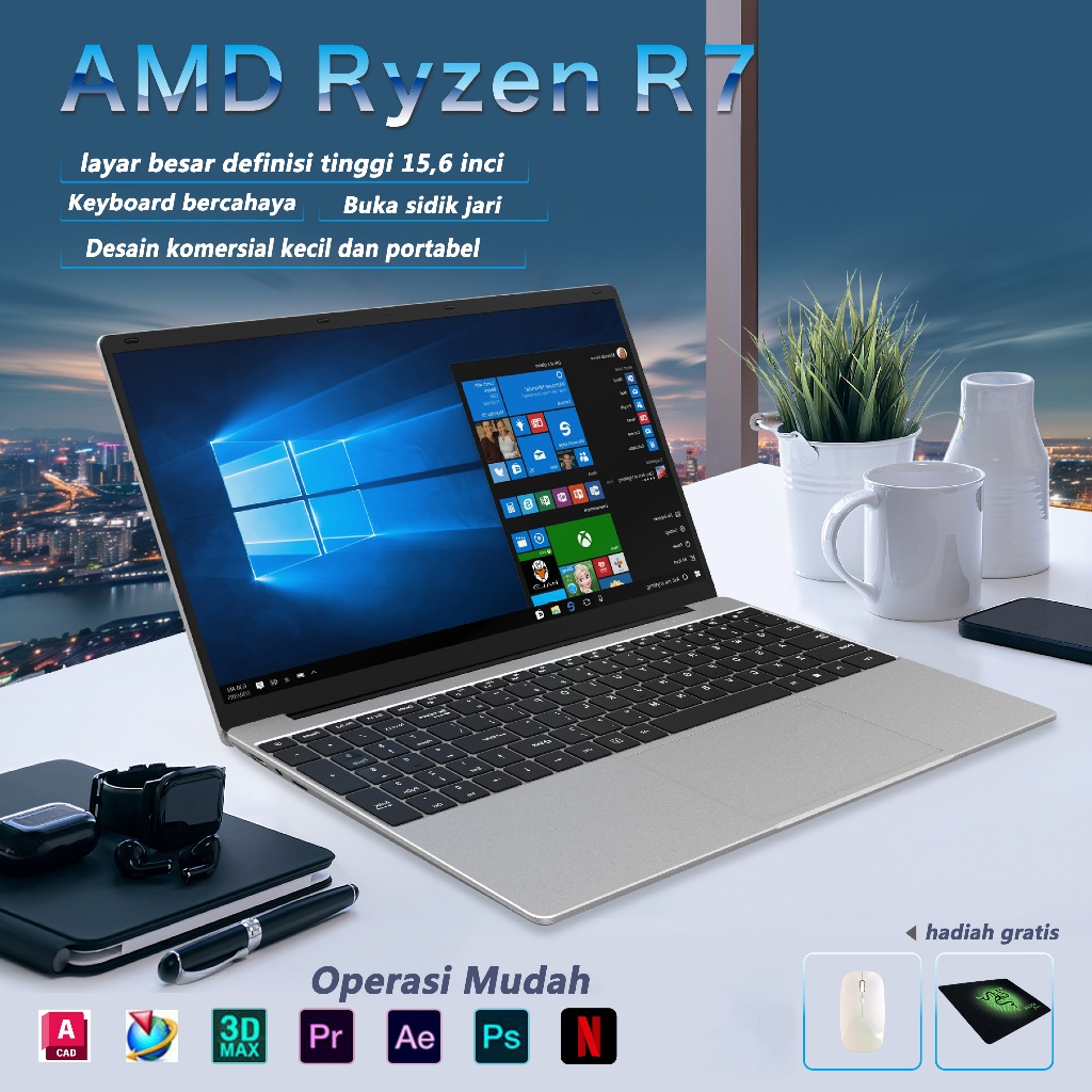 Jual Laptop AMD Ryzen 7 Laptop 15.6-inch HD screen DDR4 RAM 16GB SSD ...