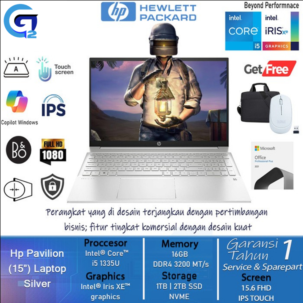 Jual Laptop HP Pavilion 15 Intel Core i5 1335U 16GB 1TB SSD FHD IPS Touch BL Windows 11 Home ...