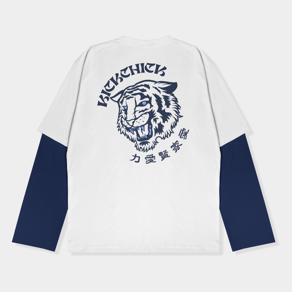 Jual Kickchick Double Sleeve Light Tiger White | Kaos Oversize | Lengan ...